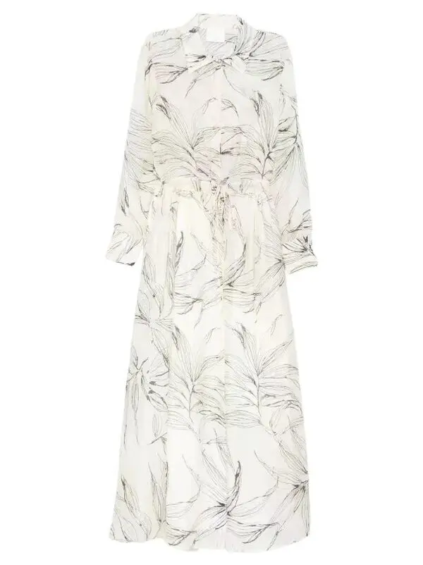 Sú Floral Tied-waist Midi Dress - White