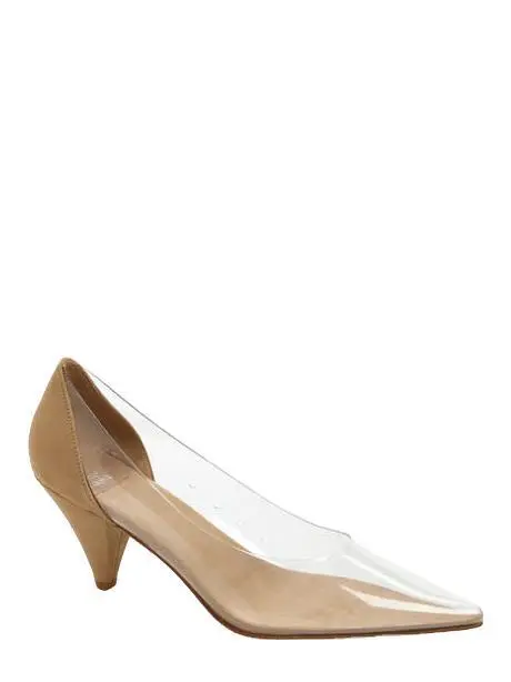Jeffrey Campbell Graphix Pointed Toe Pump - Beige Suede Clear