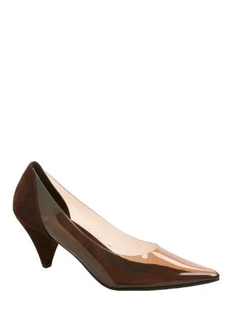 Jeffrey Campbell Graphix Pointed Toe Pump - Coffee Suede Combo