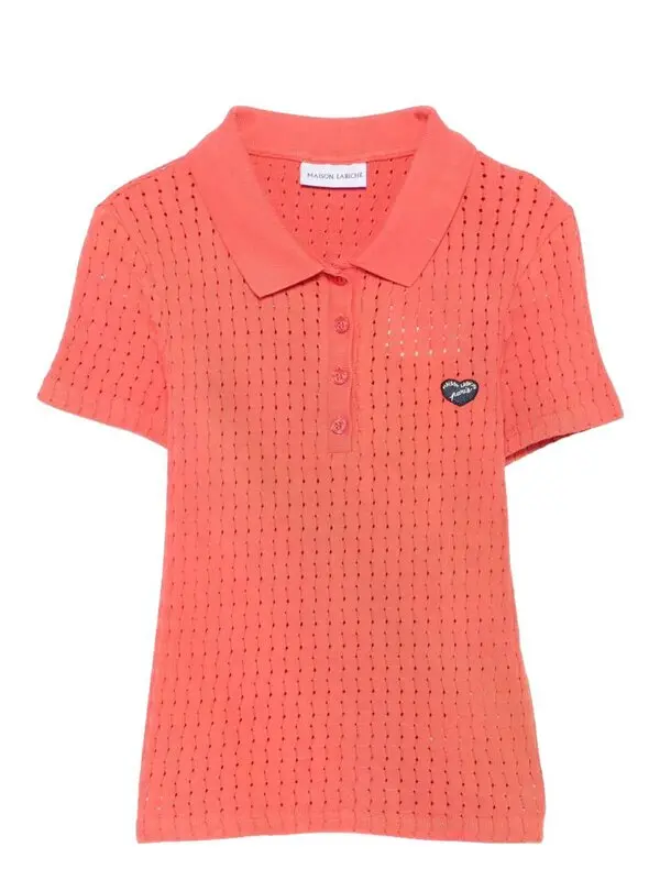 Maison Labiche Heart-appliqué Polo Shirt - Orange