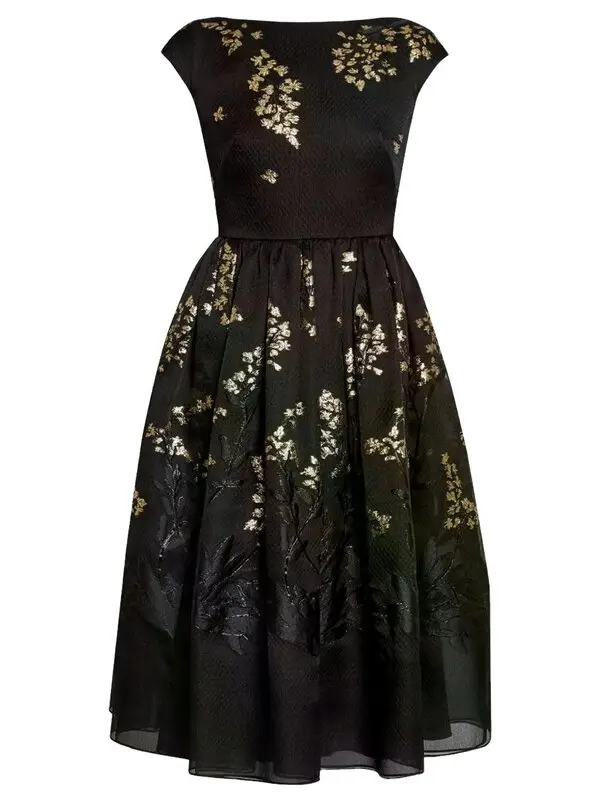 Erdem Floral Print Short Sleeve Dress - Black