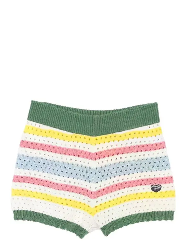 Maison Labiche Striped Knitted Shorts - White