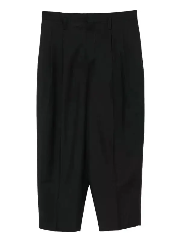JIL SANDER Pleated Cropped Trousers - Black
