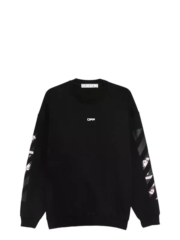 Off-White Diagonal Stripes Crew-neck Sweatshirt - Black