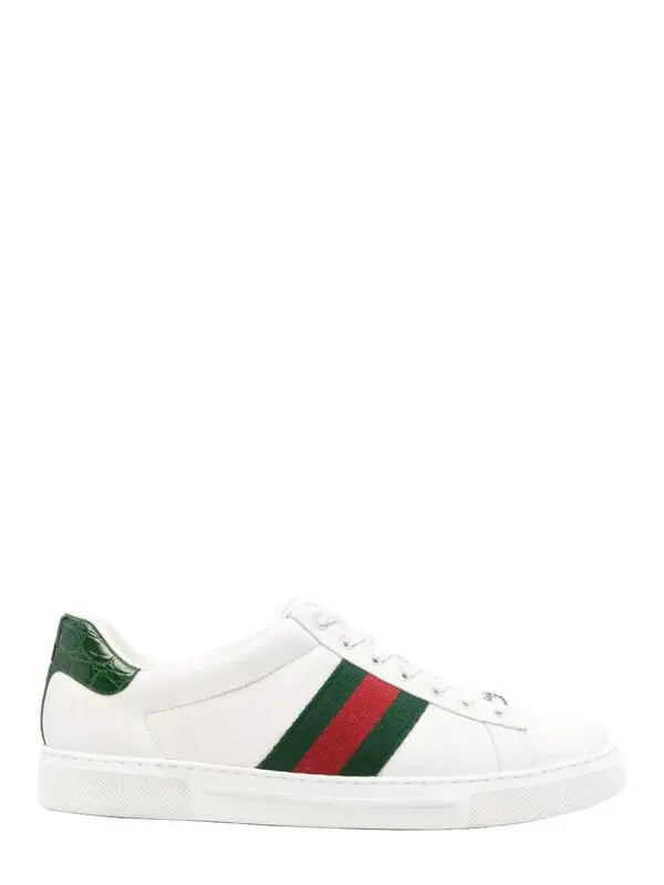 Gucci Ace Stripe-detail Leather Sneakers - White