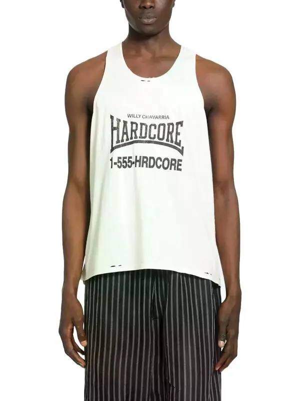 WILLY CHAVARRIA Distressed Tank Top - White