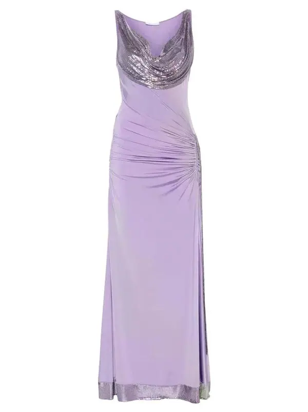 Rabanne Chainmail-trim Maxi Dress - Purple