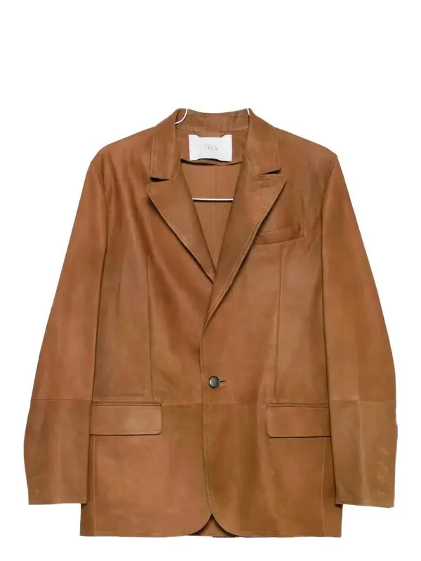 TELA Notched-lapel Leather Blazer - Brown