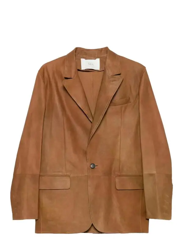 TELA Notched-lapel Leather Blazer - Brown