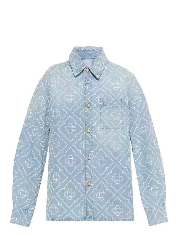 Casablanca Monogram-embellished Denim Shirt - Blue