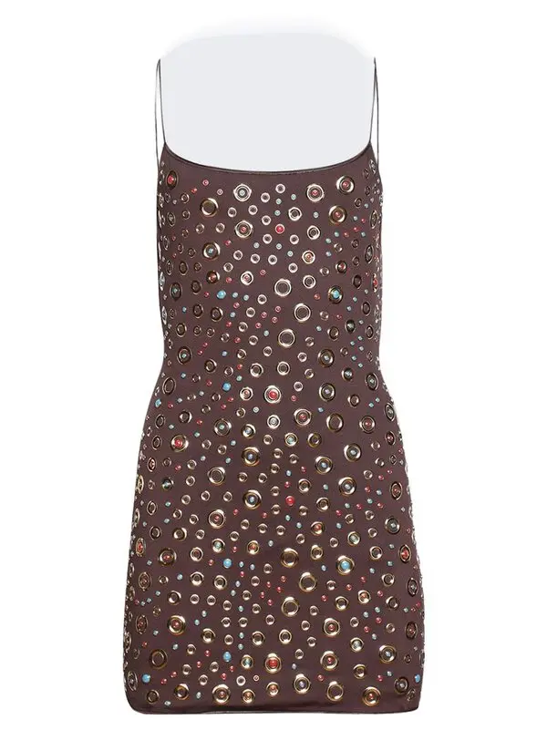 OSÃ©REE Studded Mini Dress - Brown