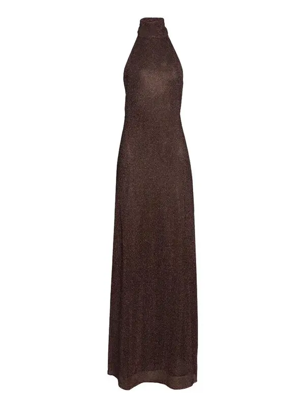 OSÃ©REE Lumiere Ring Turtleneck Maxi Dress - Brown