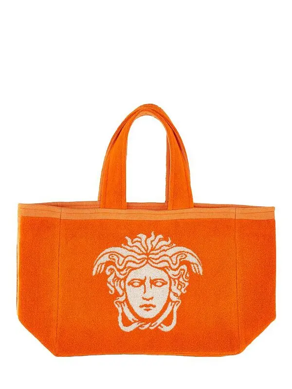 Versace Terry Medusa Jacquard Tote Bag - Orange/white