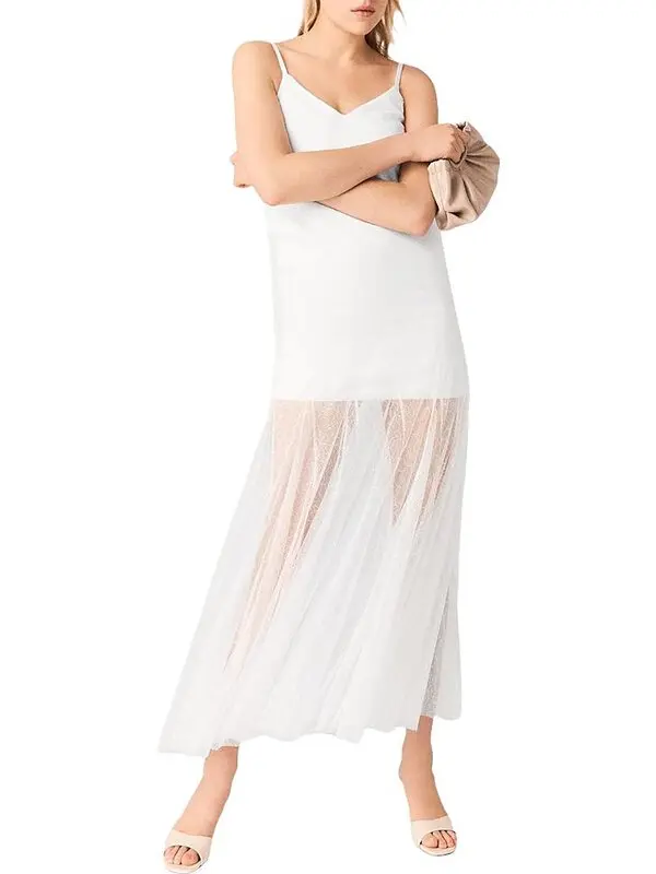 Maje Taffeta And Lace Dress - White