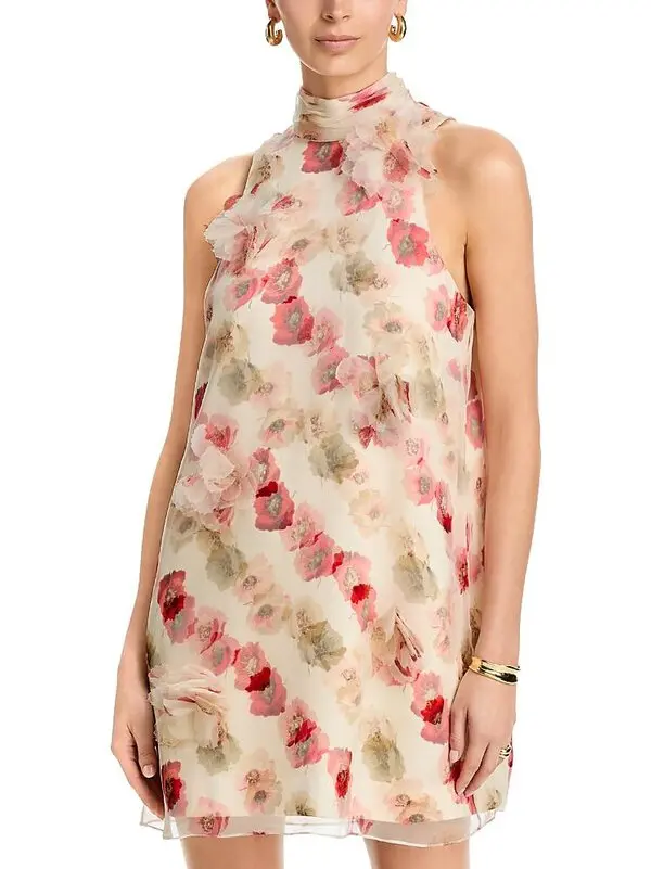 Cinq À Sept Floating Poppies Sylvia Dress - Gardenia Multi