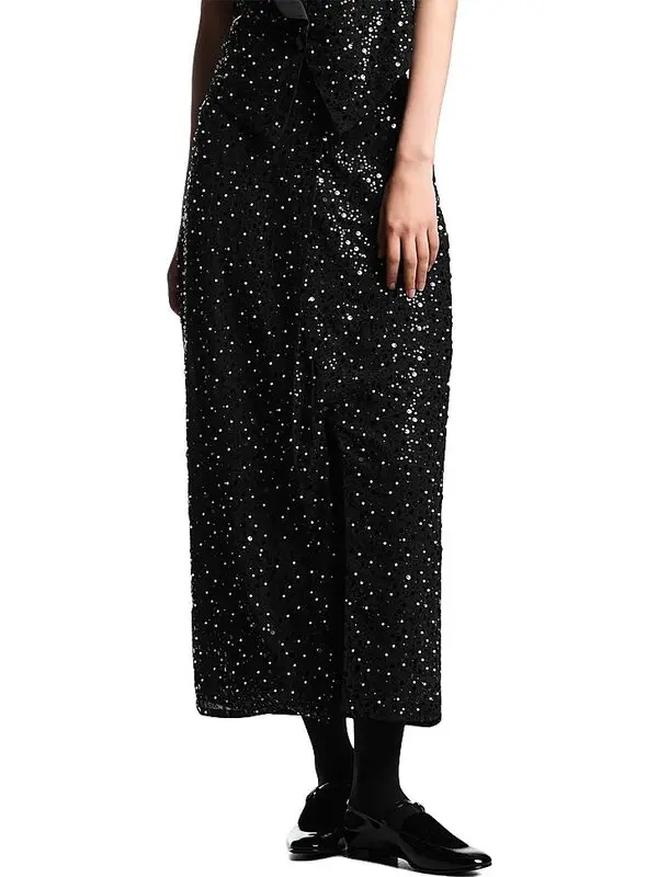 Emporio Armani Embellished Georgette Skirt - Black/pearl