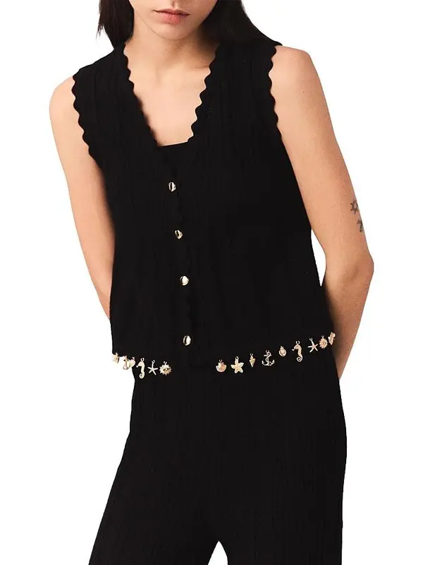 Maje Embellished Knit Cardigan - Black