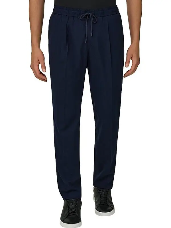 Boggi Milano Tapered Fit Seersucker Wool Stretch Trousers - Navy Blue