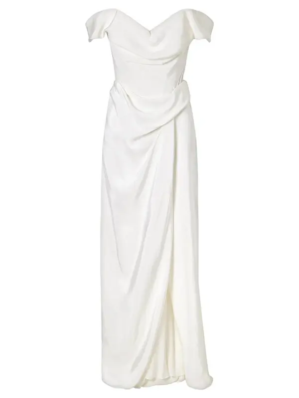 VIVIENNE WESTWOOD Mabel Off-the-shoulder Silk-cady Gown - White