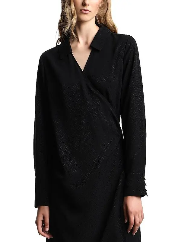 Emporio Armani Micro Jacquard Long Sleeve Dress - Black