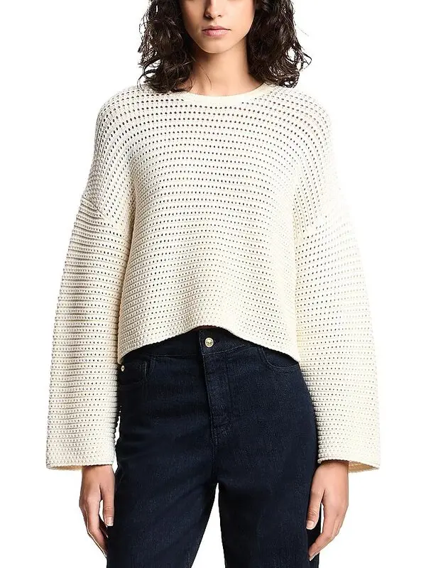 Emporio Armani Perforated Link Stitch Sweater - Warm White