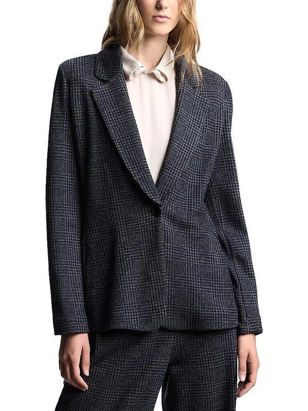 Emporio Armani Prince Of Wales Single-button Blazer - Grey/navy
