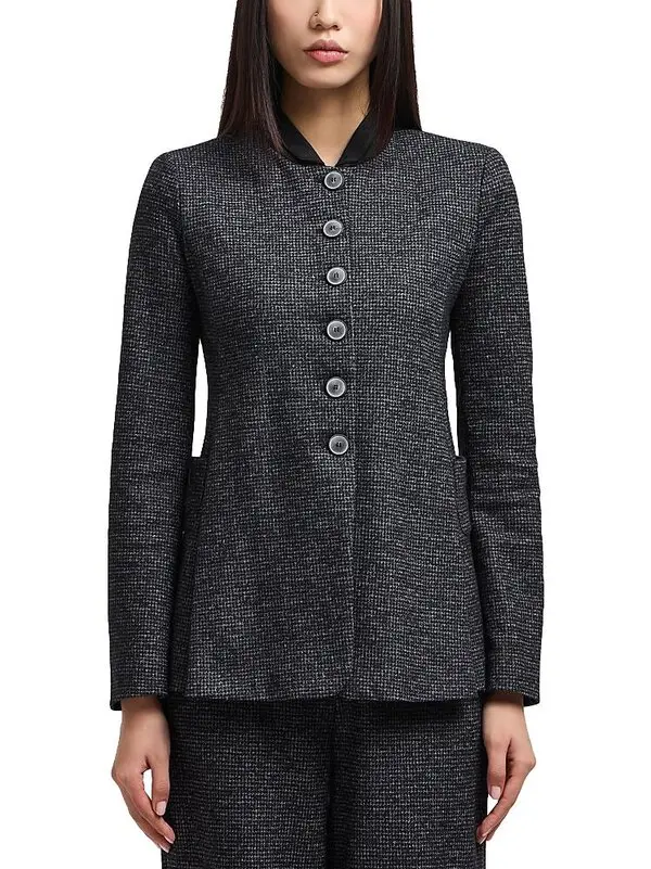 Emporio Armani Houndstooth Back Pleat Blazer - Black/grey