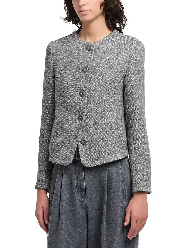 Emporio Armani Tricot Effect Jacquard Jacket - Grey Melange