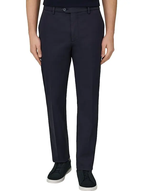 Boggi Milano Regular Fit Stretch Cotton Trousers - Navy Blue