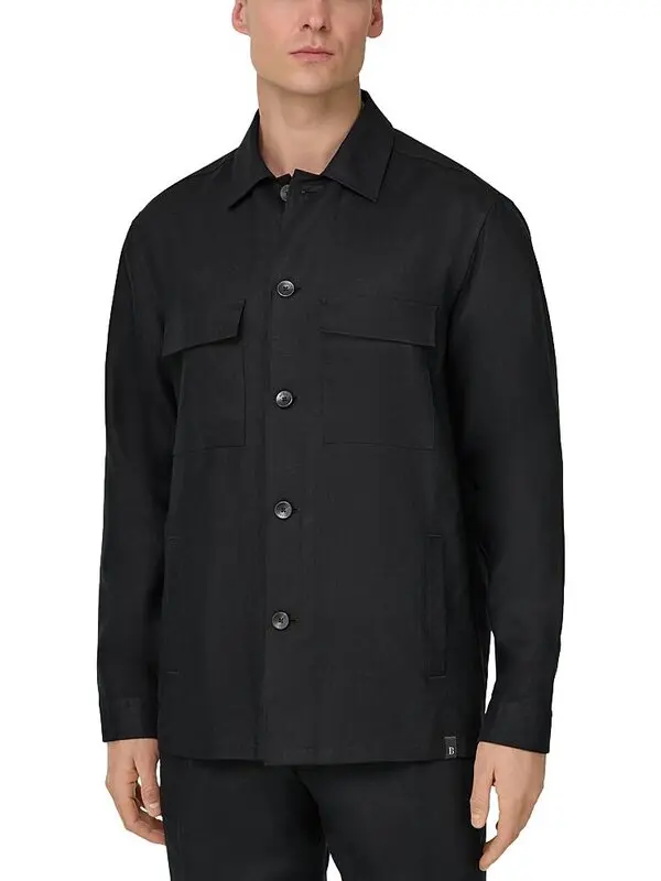 Boggi Milano Regular Fit Pure Linen Shirt - Black