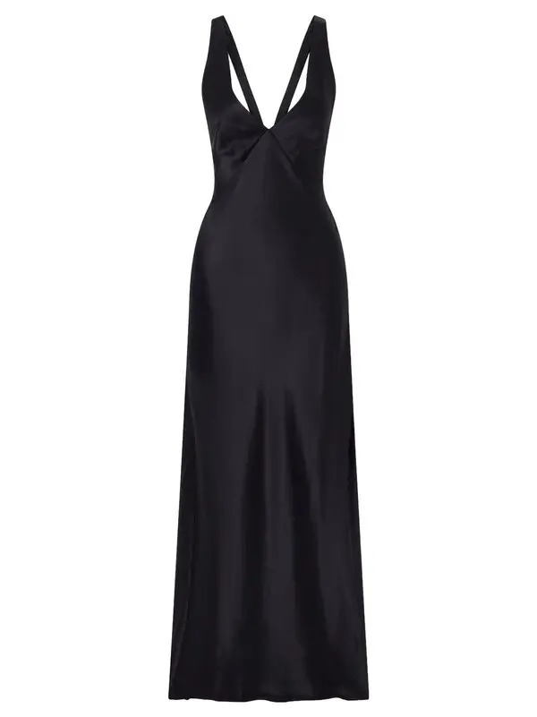 NILI LOTAN Aline Silk-charmeuse Gown - Black