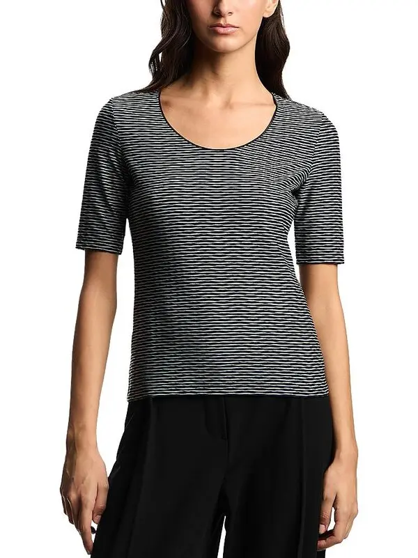 Emporio Armani Stretch Jersey Jacquard Top - Silver Grey/black
