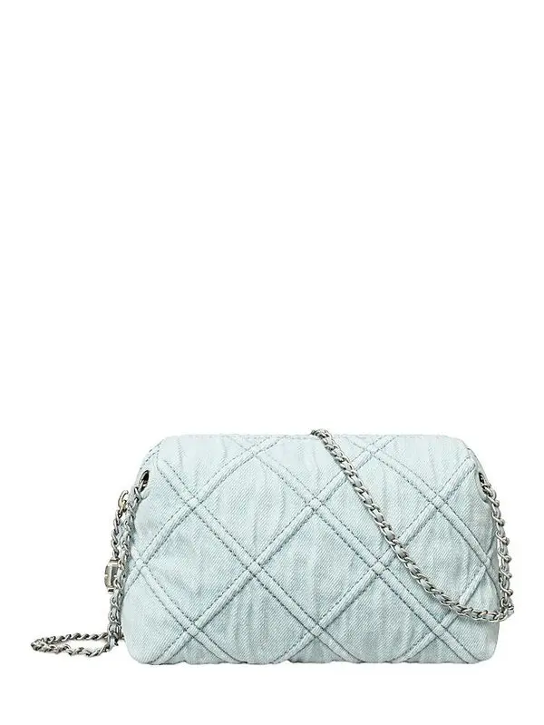 Tory Burch Fleming Denim Crossbody Bag - Seltzer