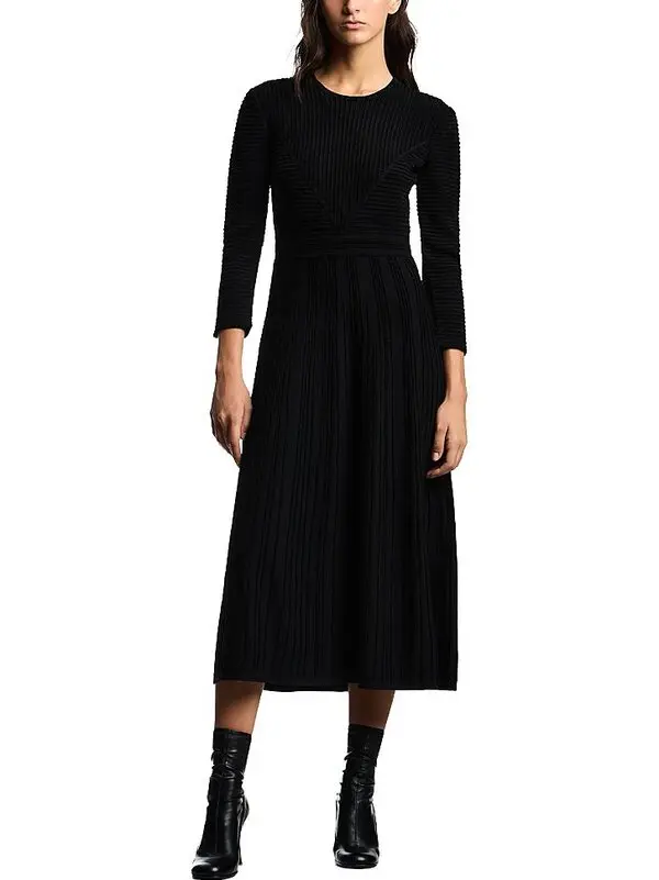 Emporio Armani Ottoman Chenille Midi Dress - Black