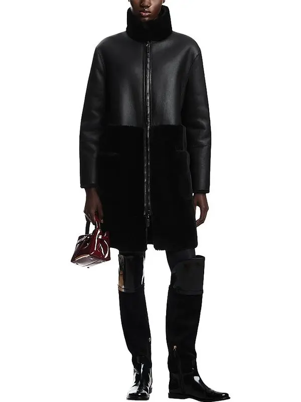 Emporio Armani Reversible Shearling Coat - Black Beauty