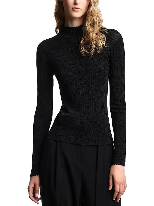 Emporio Armani Shimmer Ribbed Turtleneck Sweater - Black