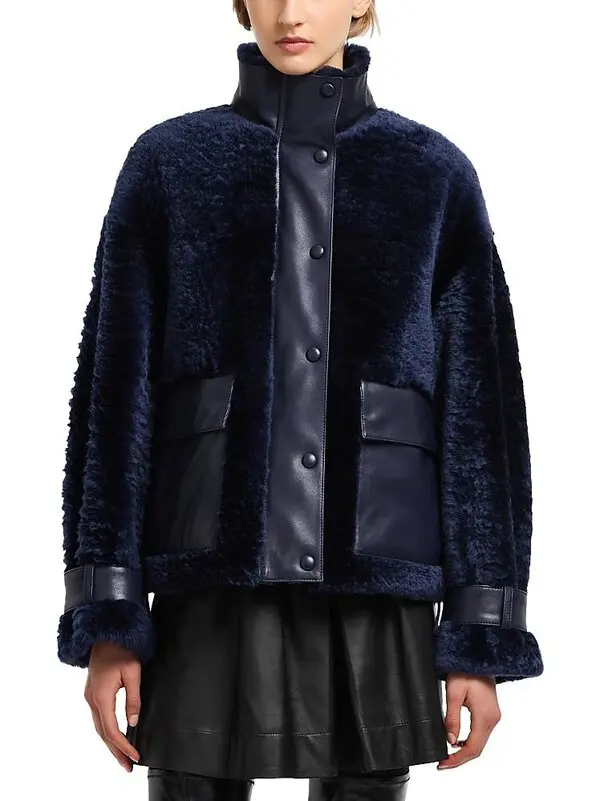 Emporio Armani Shearling Blouson Jacket - Blue Shearling