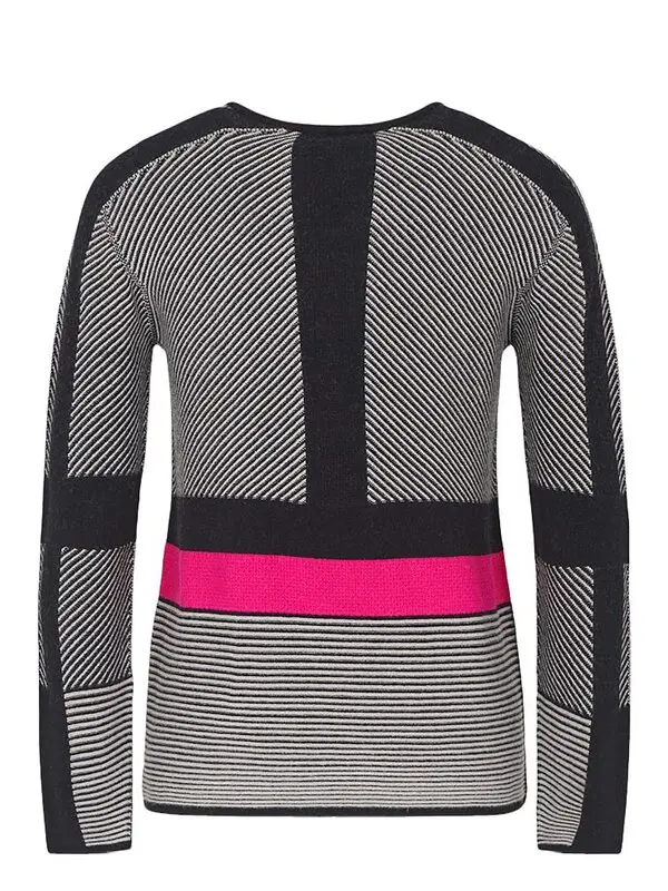 Emporio Armani Jacquard Stripe Sweater - Black/grey/fuchsia