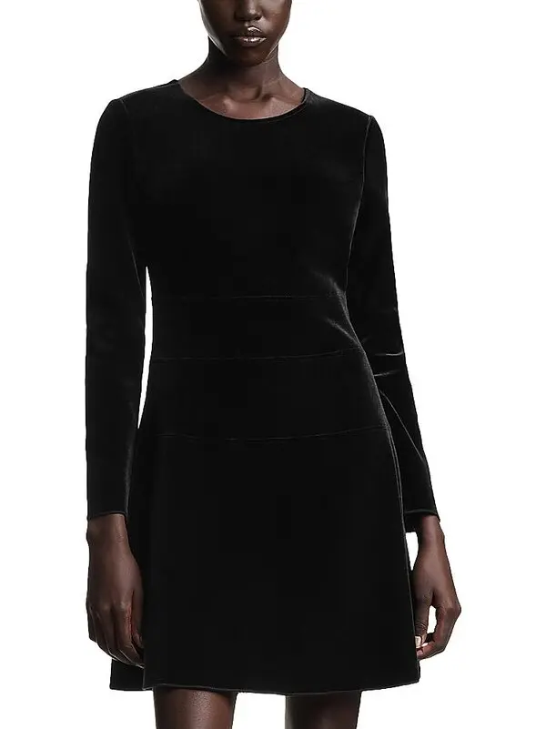 Emporio Armani Bonded Chenille Long Sleeve Dress - Black