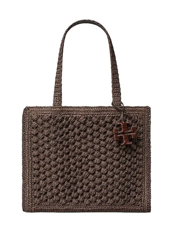 Tory Burch Ella Hand Crochet Straw Tote - Dark Cocoa