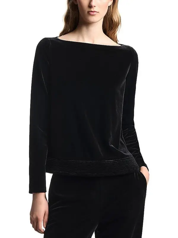 Emporio Armani Stretch Chenille Jersey Top - Black