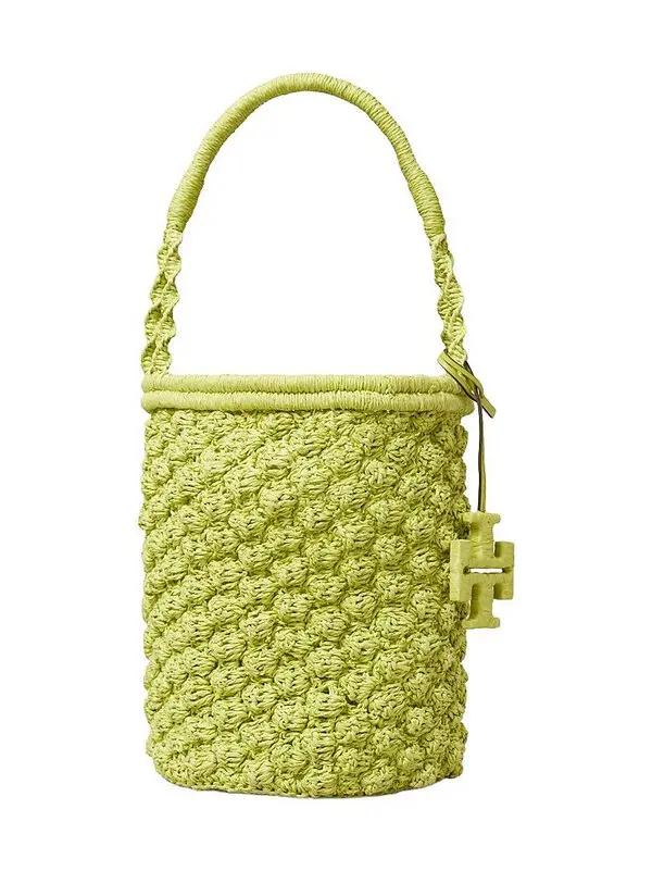 Tory Burch Ella Hand-crochet Straw Bucket Bag - Citrus Green
