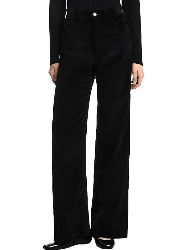 Emporio Armani High Rise Wide Corduroy Jeans - Black