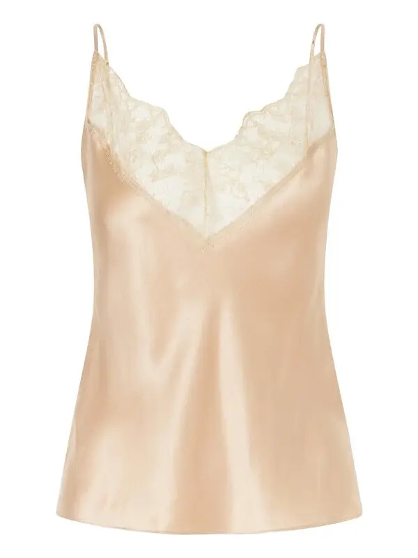 Carine Gilson Lace-trimmed Silk-satin Camisole - Brown