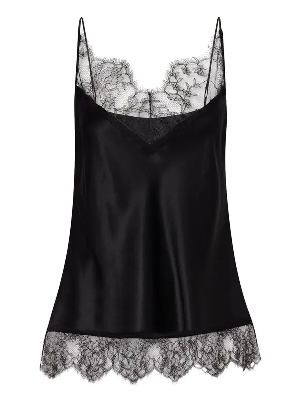 Carine Gilson Lace-trimmed Silk-satin Camisole - Black