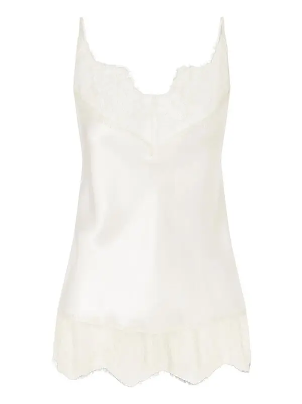Carine Gilson Lace-trimmed Silk-satin Camisole - Neutrals