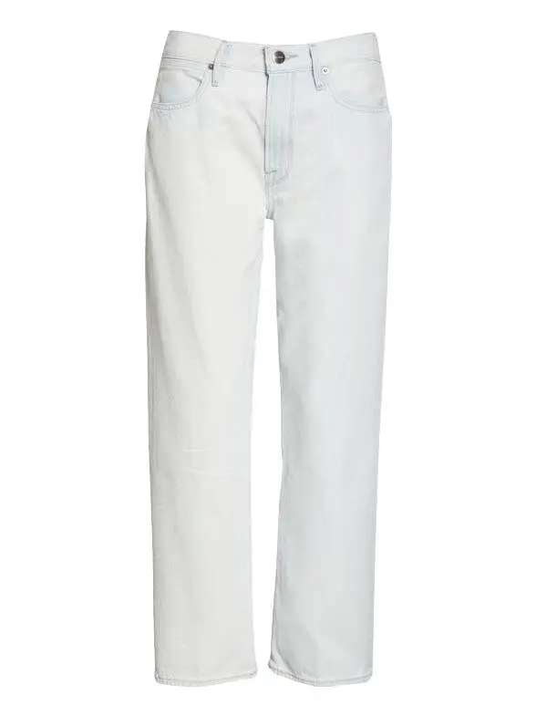 FRAME Le Hollywood Crop Straight Leg Jeans - Bleach Out Rips