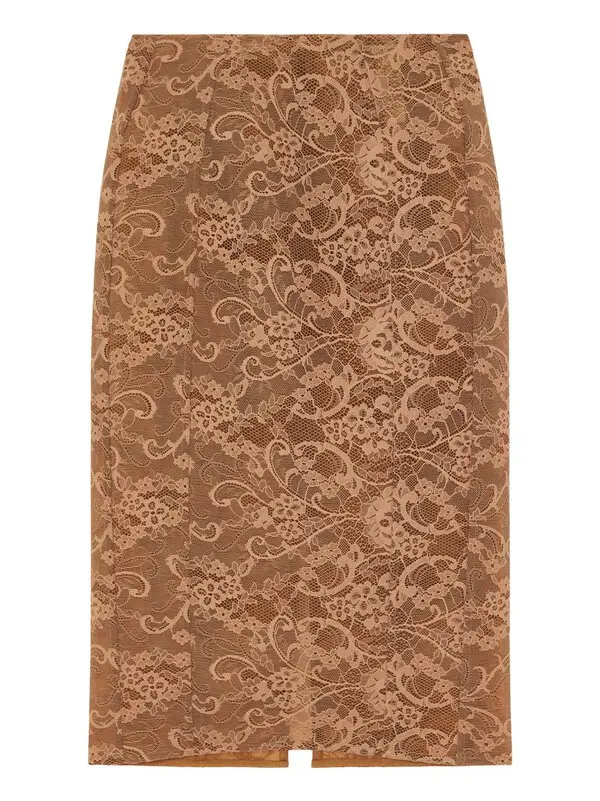 Acne Studios Lace Cotton-blend Midi Skirt - Brown