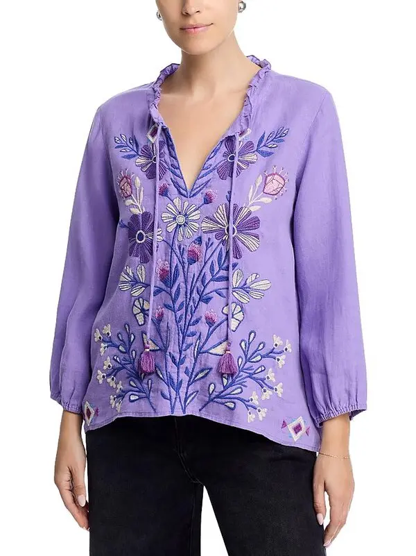 Johnny Was Ruffle Field Blouse - Paisley Purple