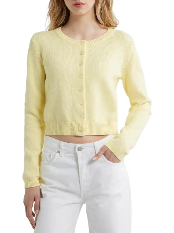 REFORMATION Clara Cotton Crewneck Cardigan - Pineapple